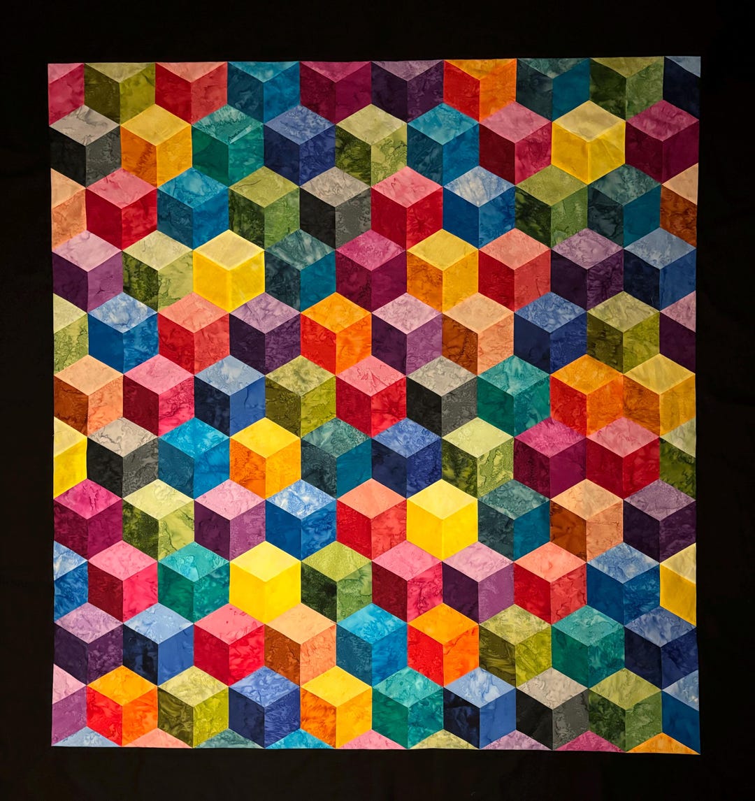 TUMBLING BLOCKS Laser-cut Quilt Kit, 3D, Isometric, Cut From 60 Colors ...