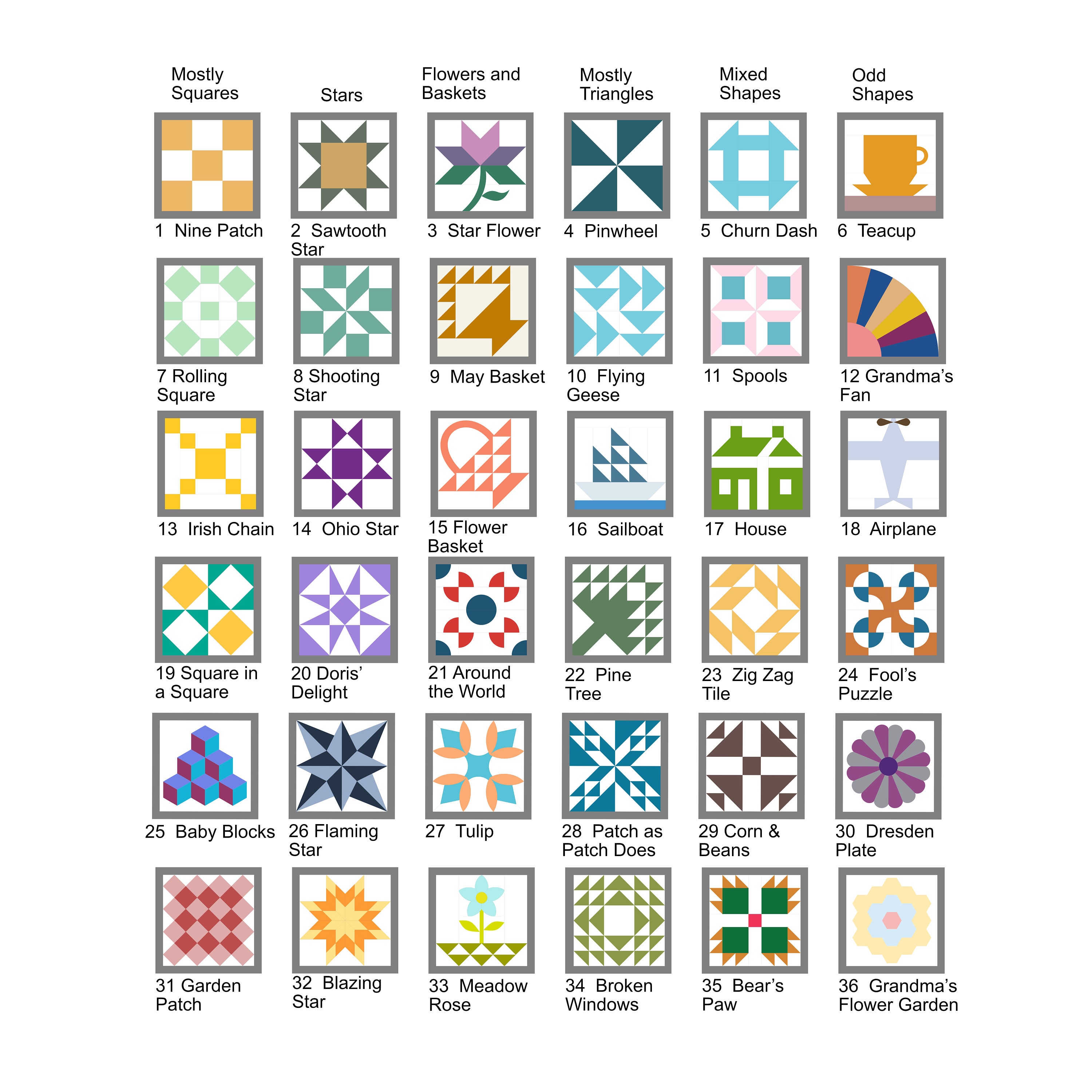 Miniature Quilt Block Ornaments, Set of 4, Laser-cut, Choose From 36 ...