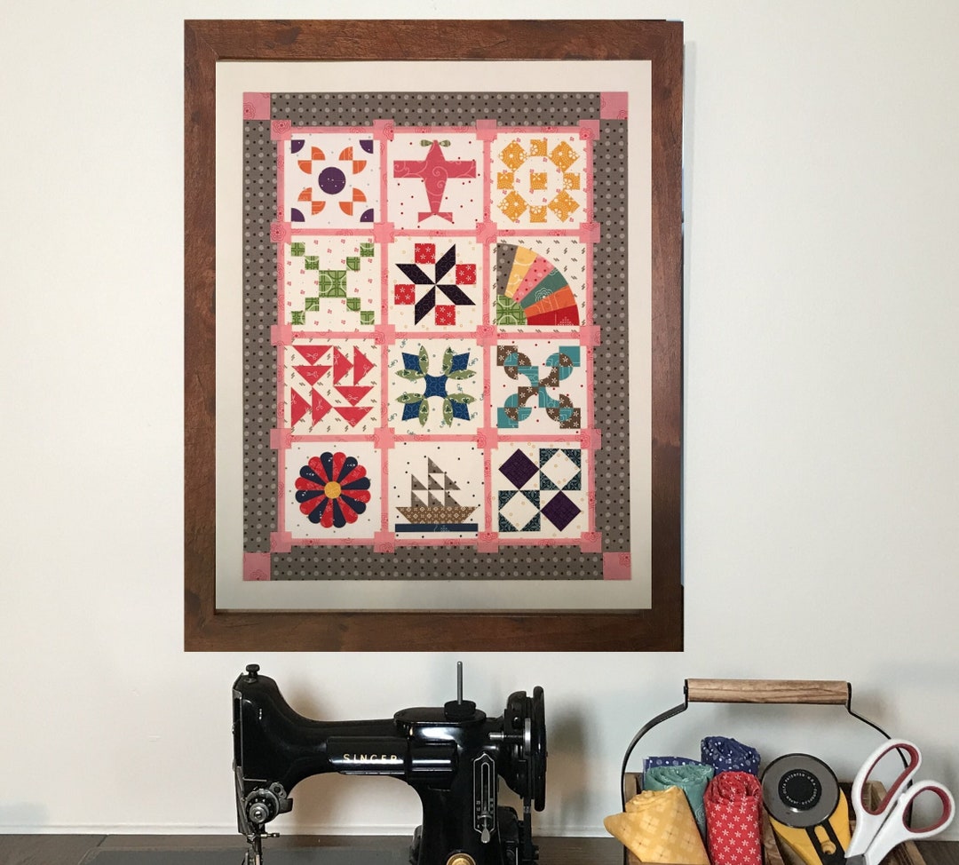 Miniature Quilt Art, Wallhanging, 12 Block Sampler Quilt, Gift for ...
