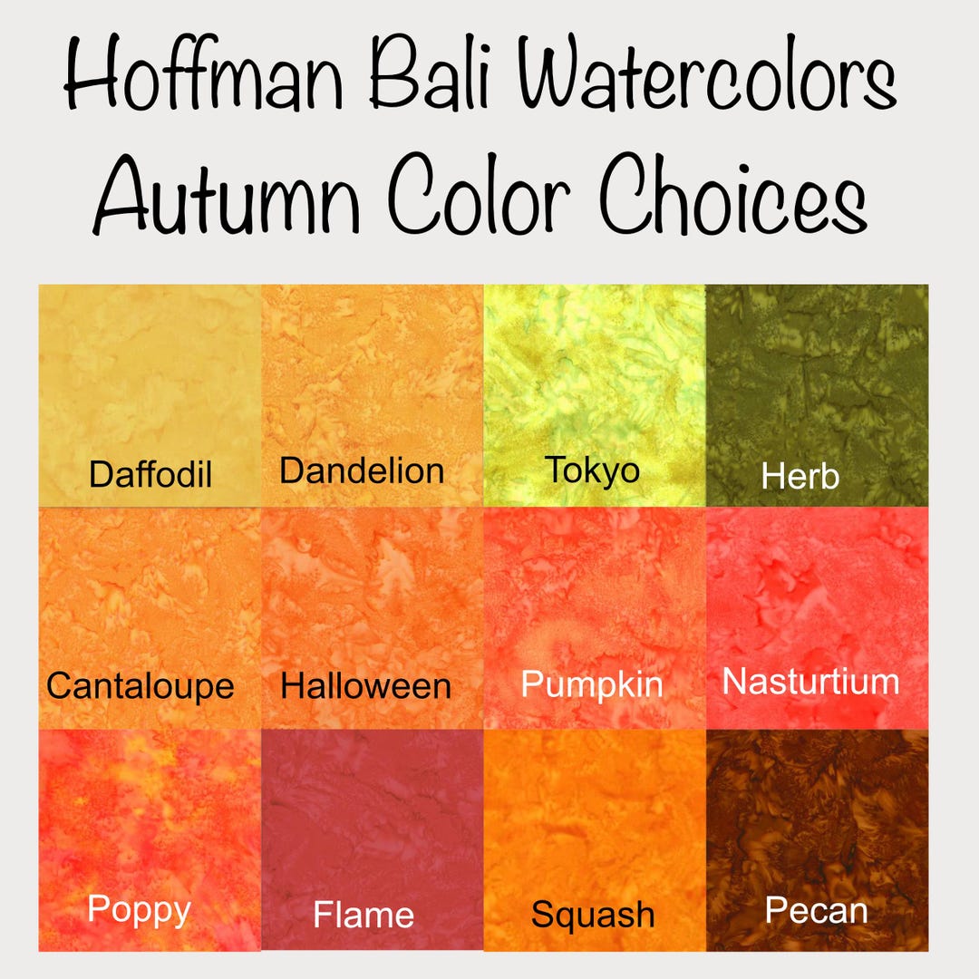 AUTUMN Color Choices Bali Watercolors, Hoffman, Fabric, Dyed, Batik ...