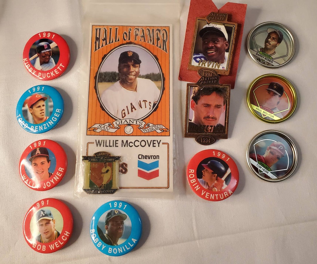Vintage Baseball & Football Pins/buttons/tins Lot Early 1990s MLB and ...