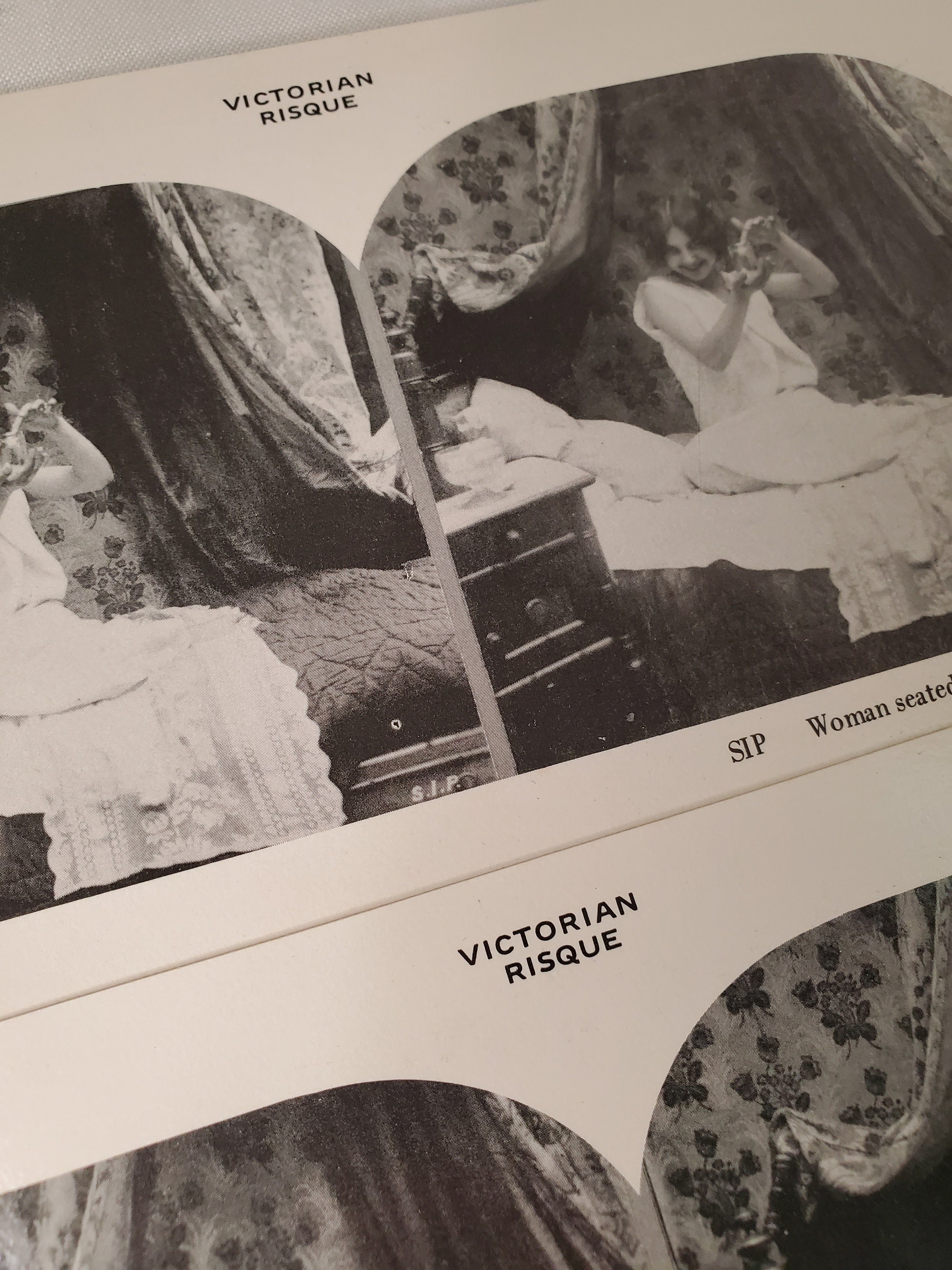 Victorian Risque Lady Black & White Photography Reprint Cards With Ads ...