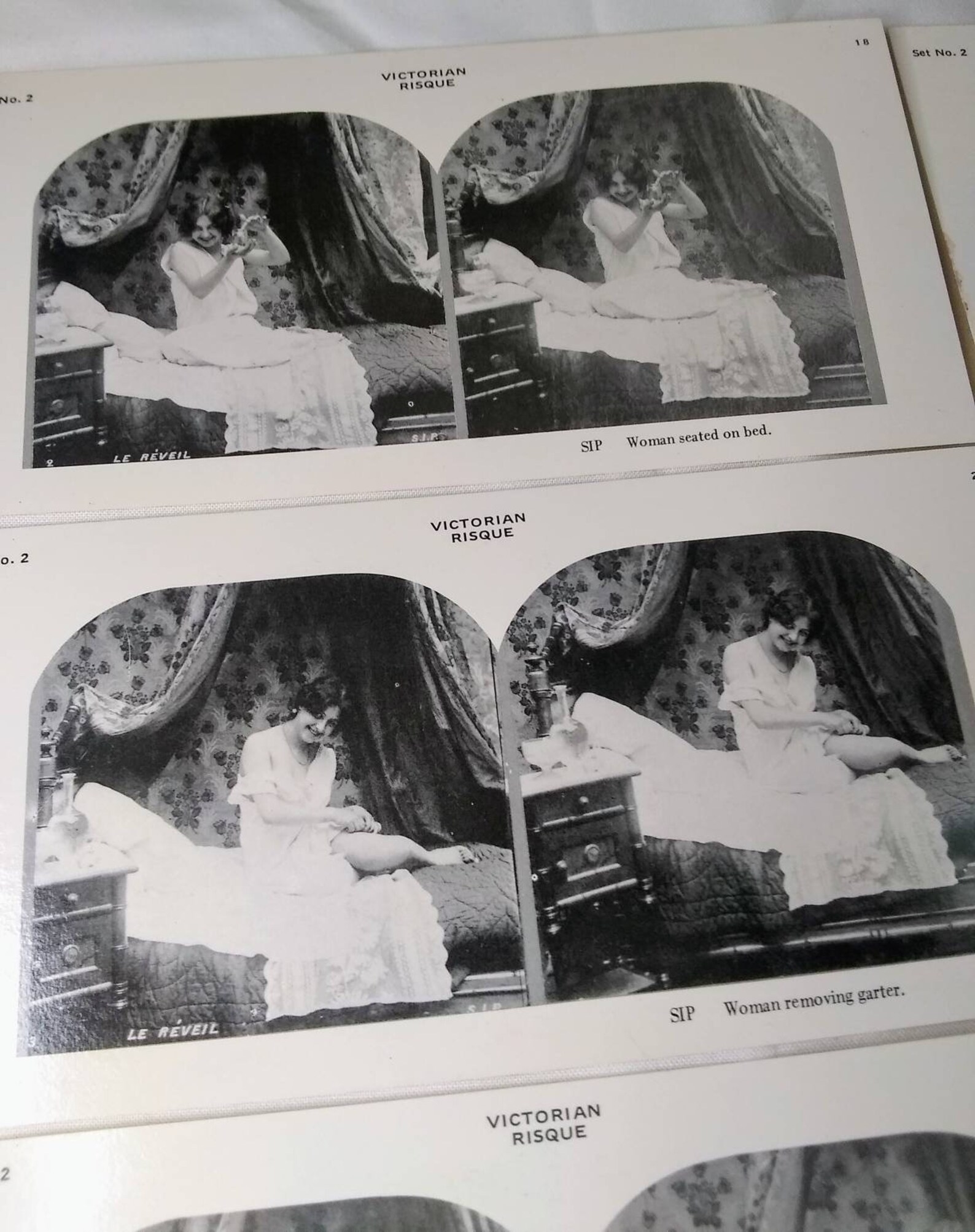 Victorian Risque Lady Black & White Photography Reprint Cards With Ads ...