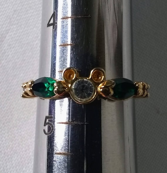 Disney Mickey Mouse Gold Toned Emerald Green Ring Marked | Etsy