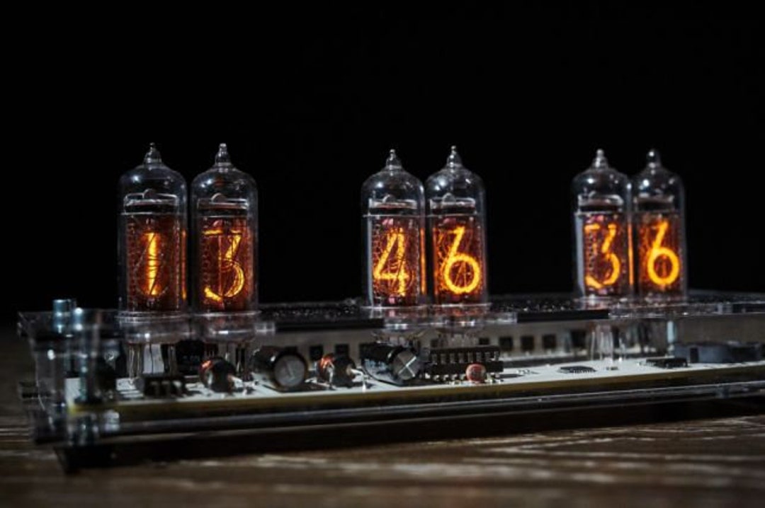 Clock on Vacuum Tubes Indicators IN-14 Tubes Clock With 6 Tubes ...