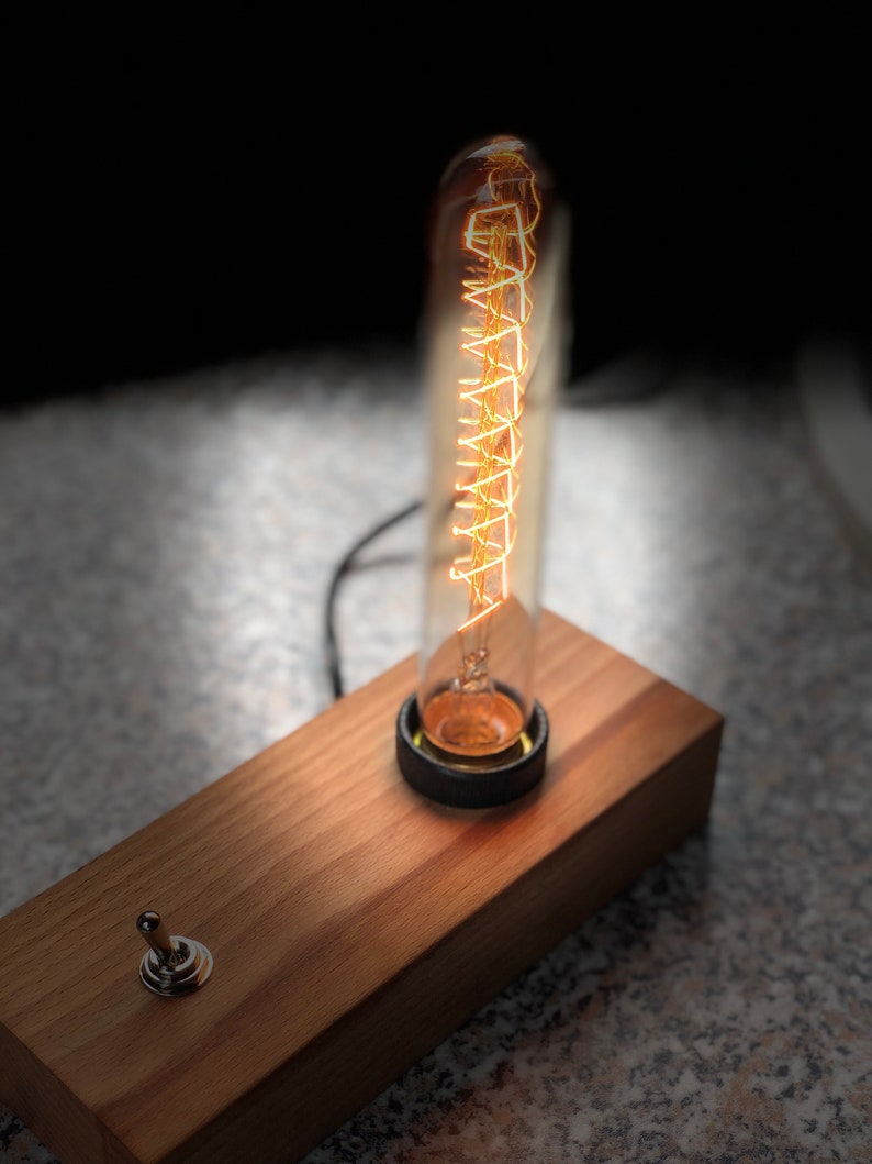 Edison Lamp Wood Lamp Edison Wooden Lamp Desktop Lamp - Etsy