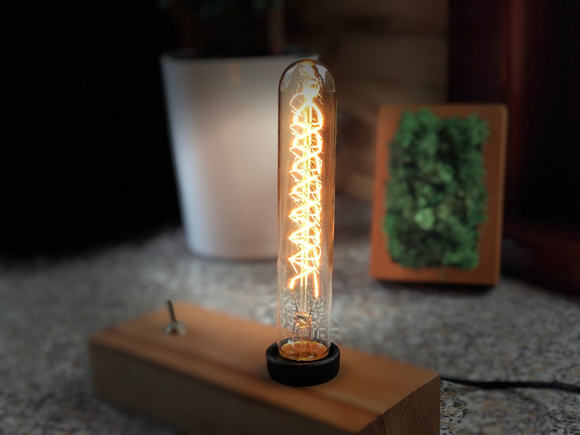 Edison Lamp Wood Lamp Edison Wooden Lamp Desktop Lamp - Etsy