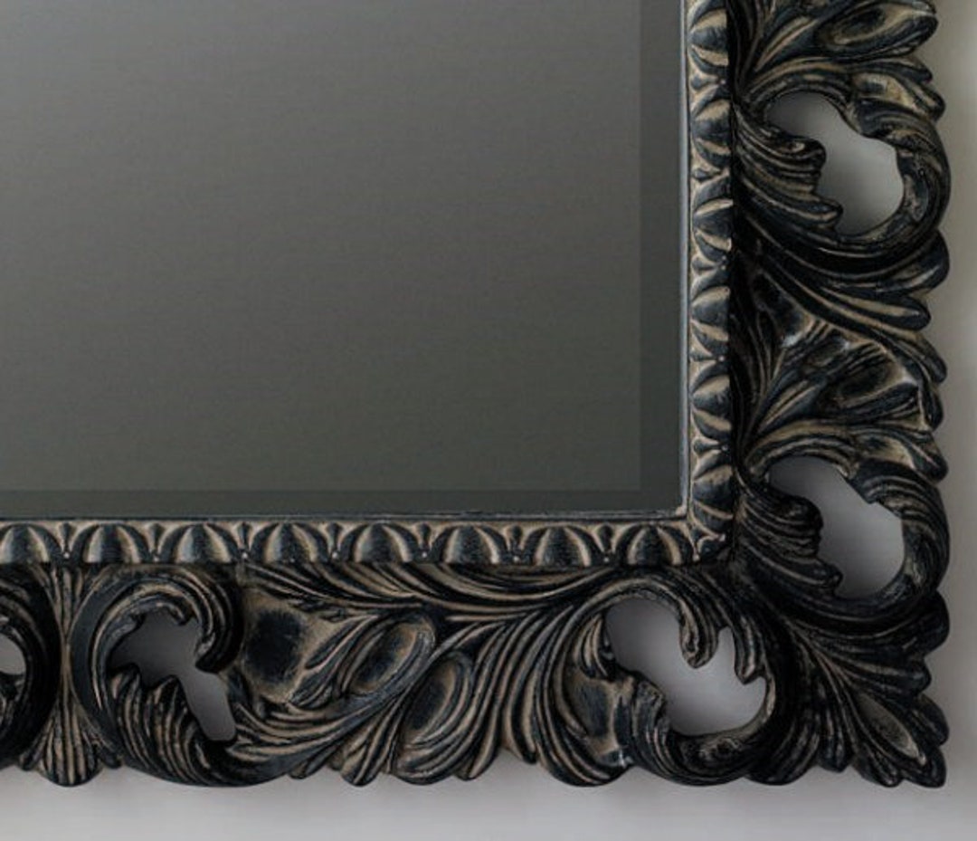 Ornate Antique Black Wall Mirror, Wall Mirror Large, Wall Mirror Decor ...