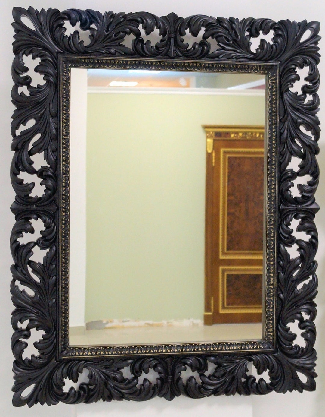 Ornate Antique Black Wall Mirror - Elegant and Timeless Home Decor - Etsy