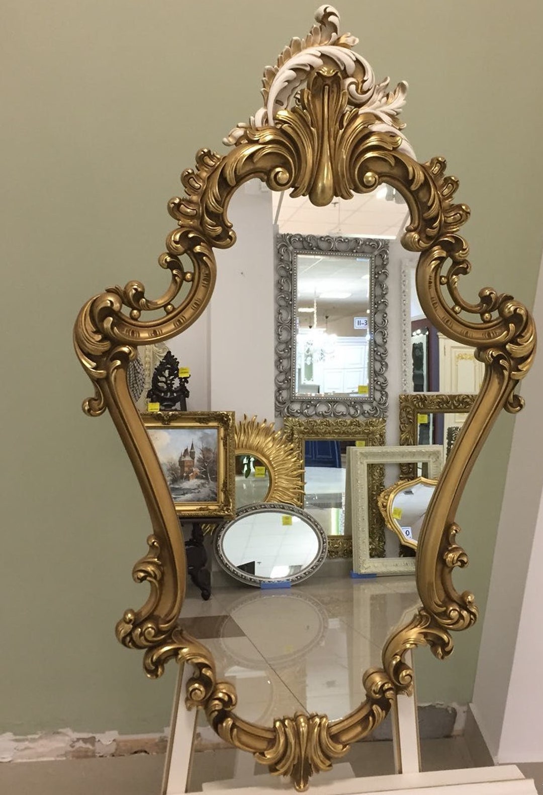 Timeless Elegance: Classic Gold Ornate Wall Mirror With Antique Wood ...