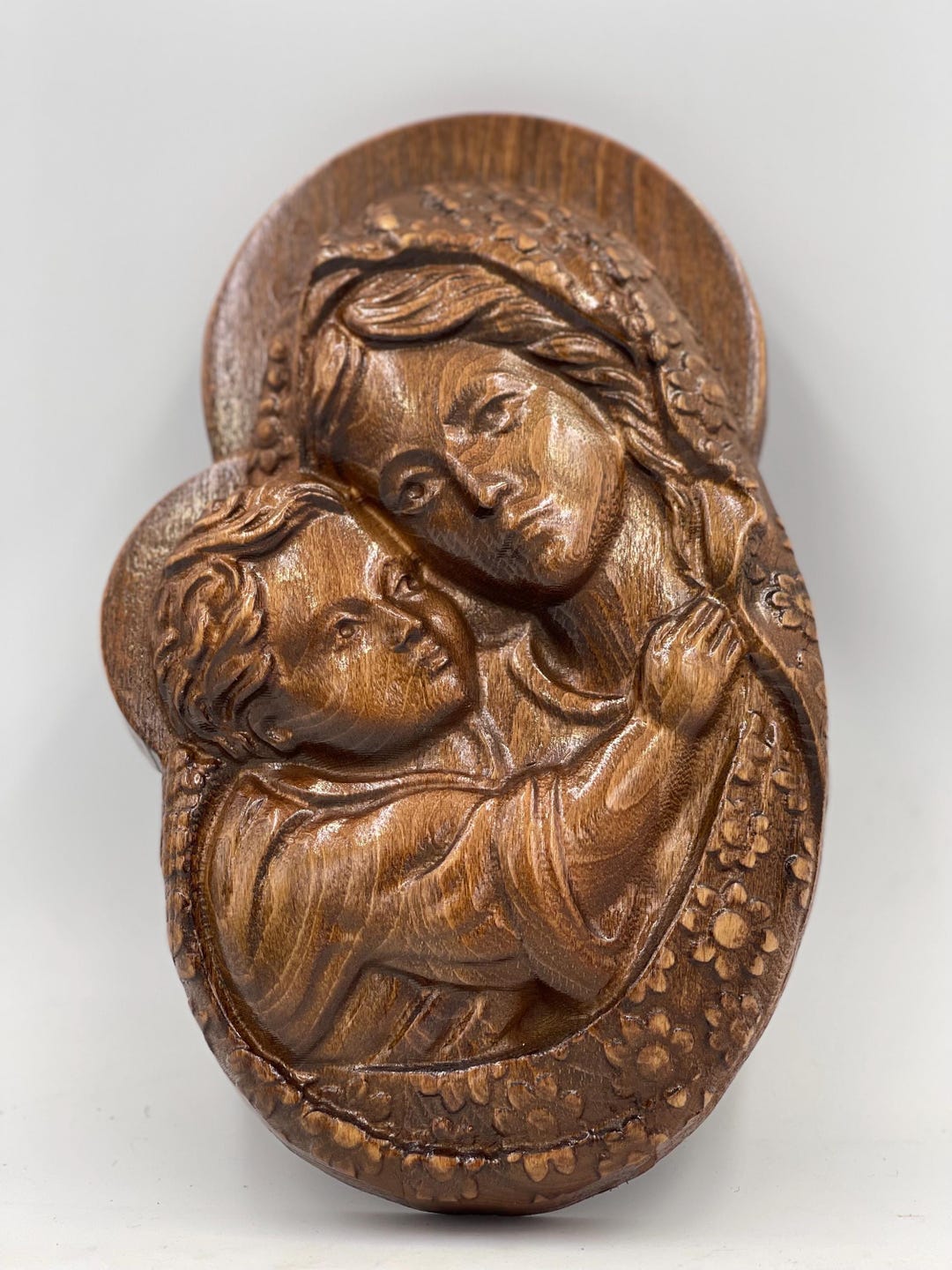 Handcrafted Wooden Theotokos Icon - Personalized Religious Gift ...