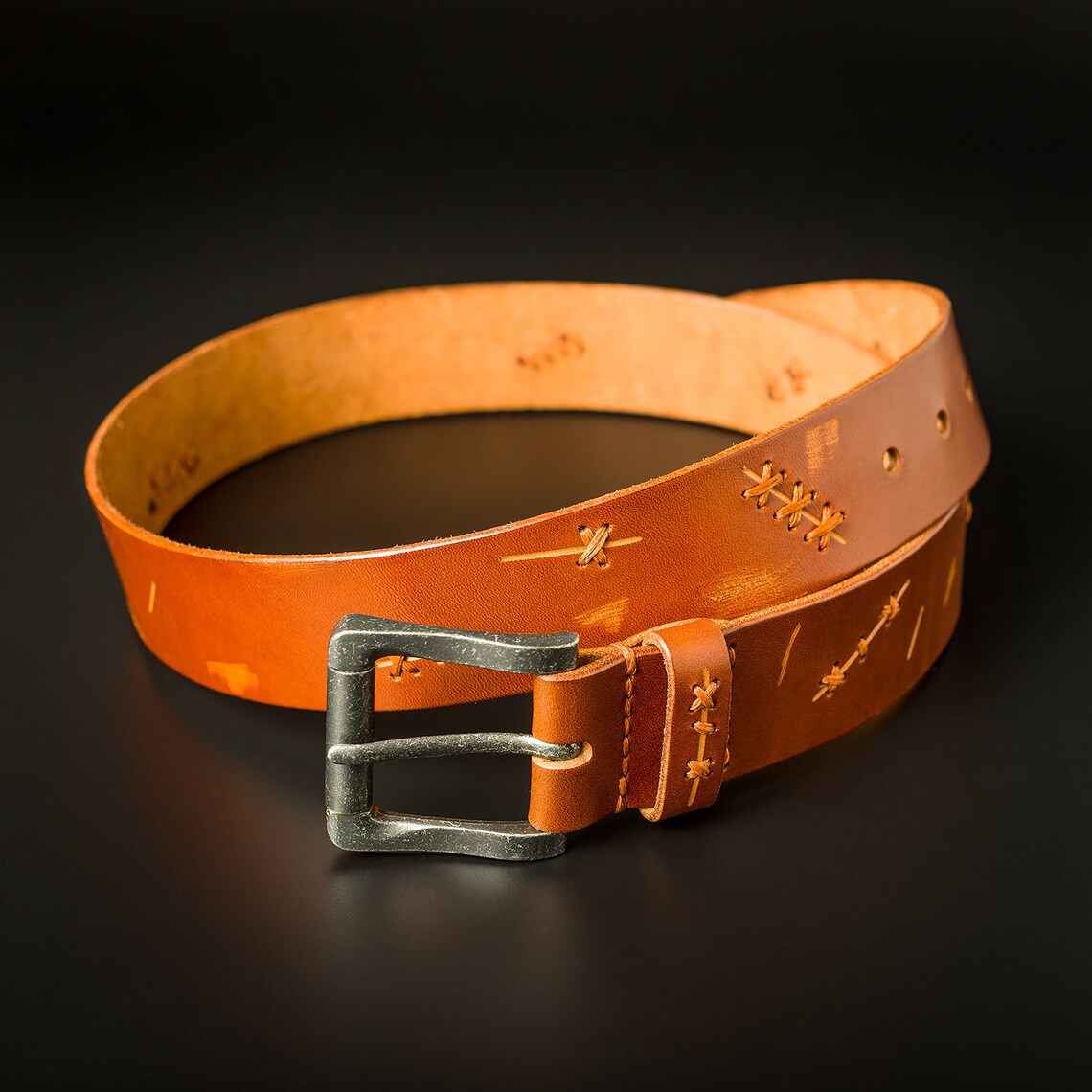Aged Leather Belt, Distressed Leather Belt, Western Belt, Designer ...