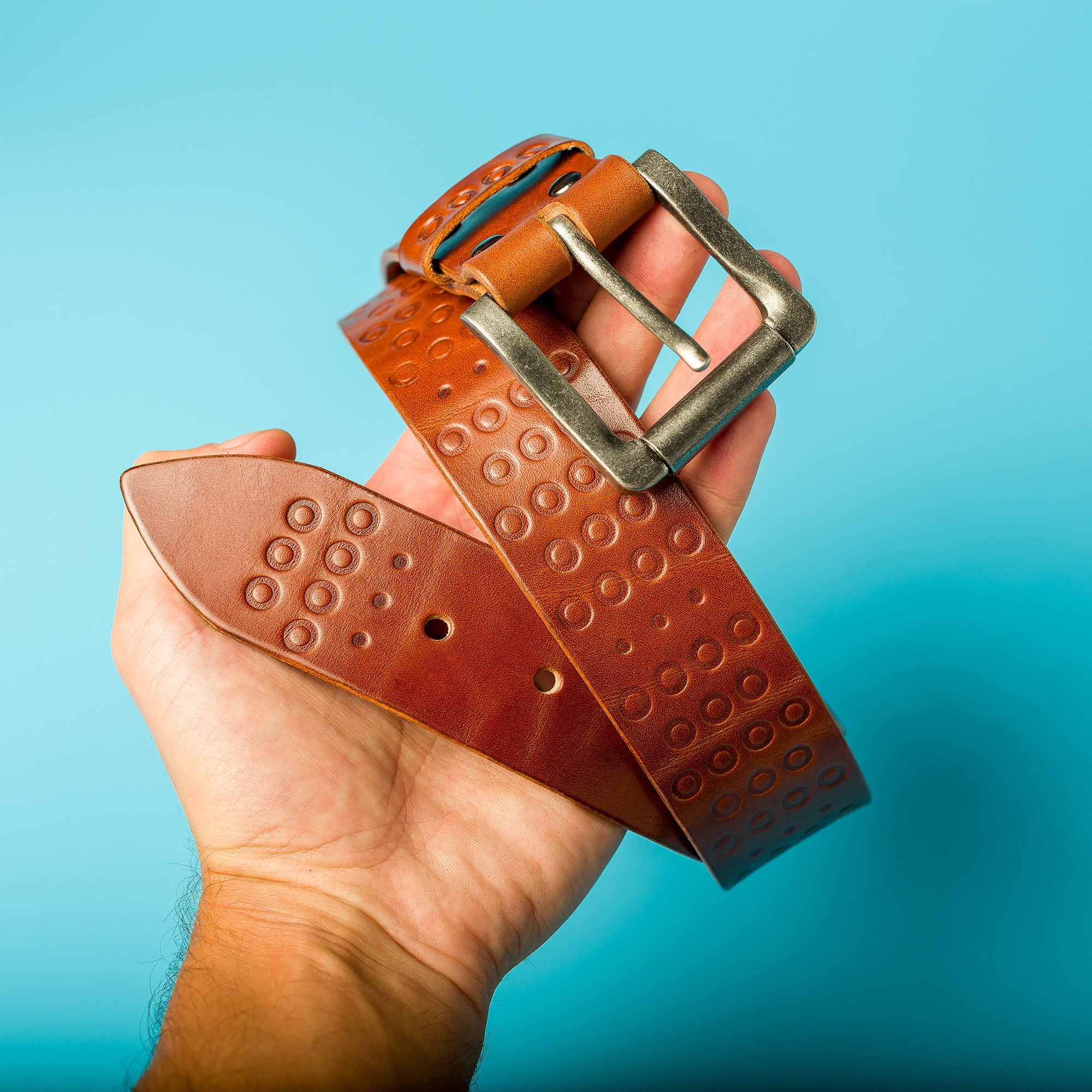 Embossed Belt Mens Leather Belt Western Belt Brown Leather - Etsy