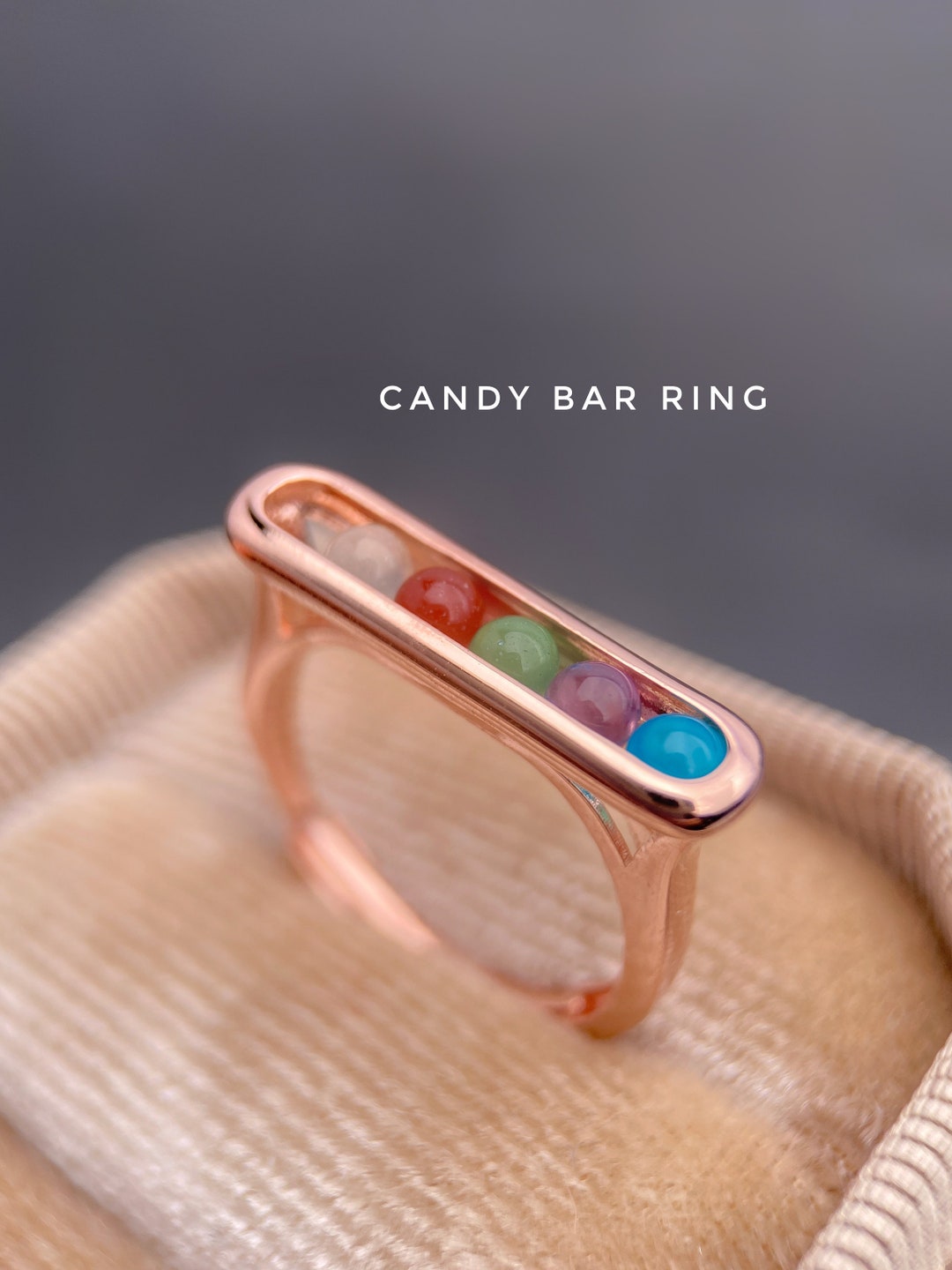 Candy Bar Ring, Moving Crystals Ring, Interactive Ring, Engaging ...