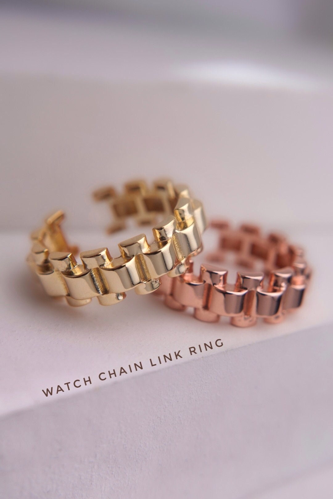 Watch Chain Link Ring Statement Ring, Chain Ring, Link Ring, Geometric ...
