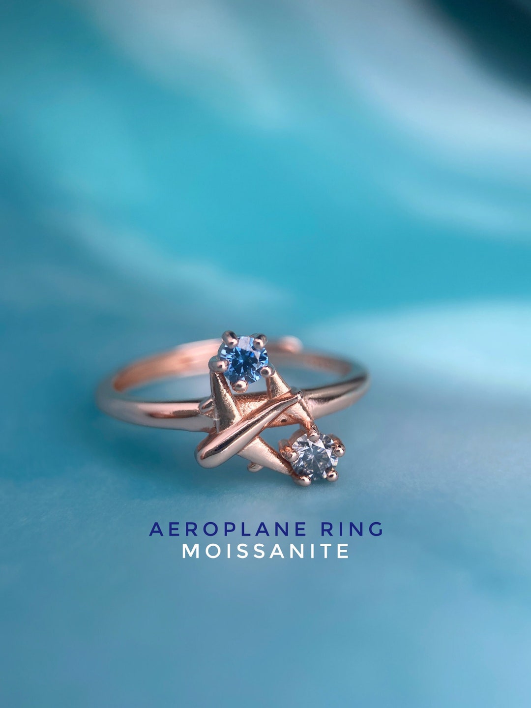 Aeroplane Ring, Wanderlust Ring, Moissanite Ring, Plane Ring, Airplane ...