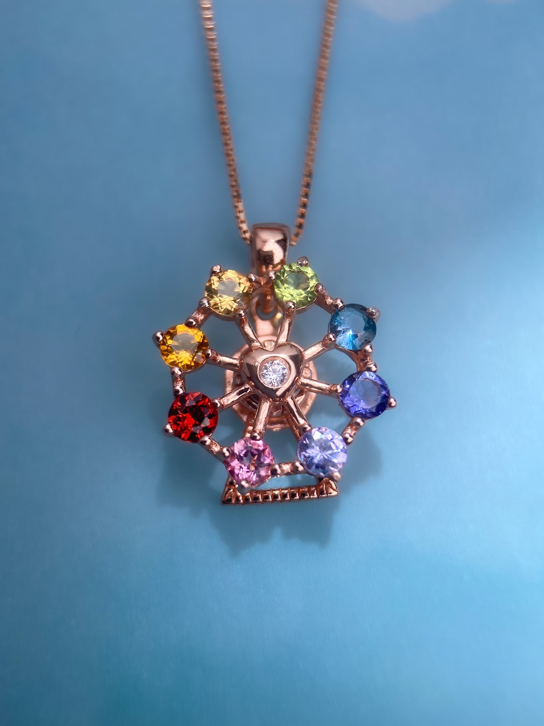 Spinning Ferris Wheel Necklace: Rainbow Gemstone Carnival Jewelry - Etsy
