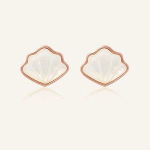 Natural Mother of Pearl Seashell Studs, Natural MOP Studs, 925 Silver Earrings, White Seashell ...