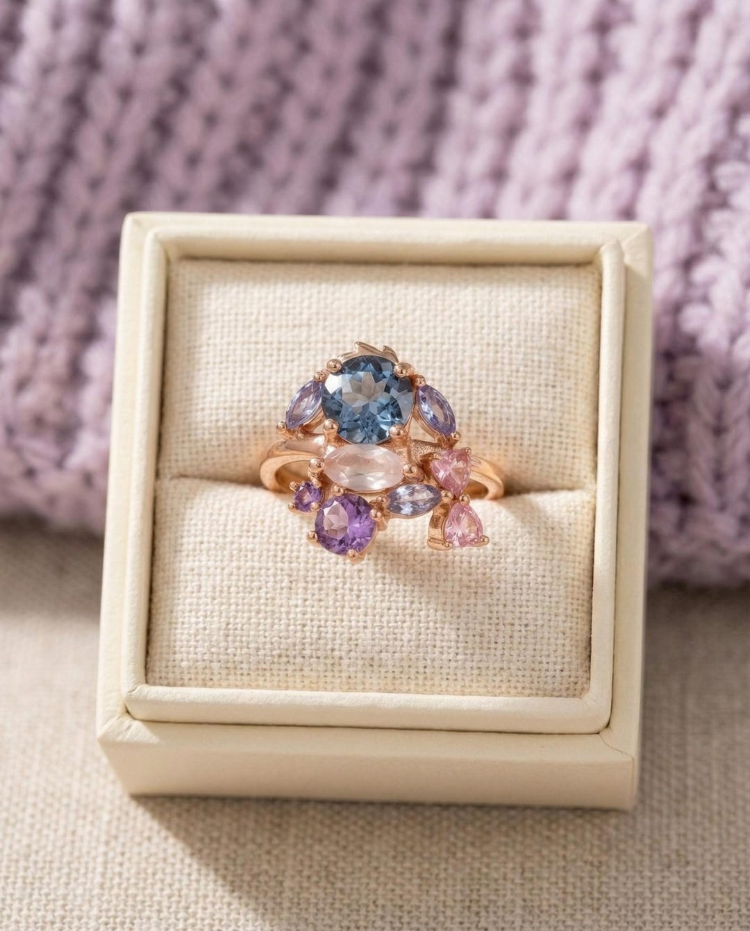 Eeyore Inspired Cluster Ring, Origami Muji Style, 18K Rose Gold ...