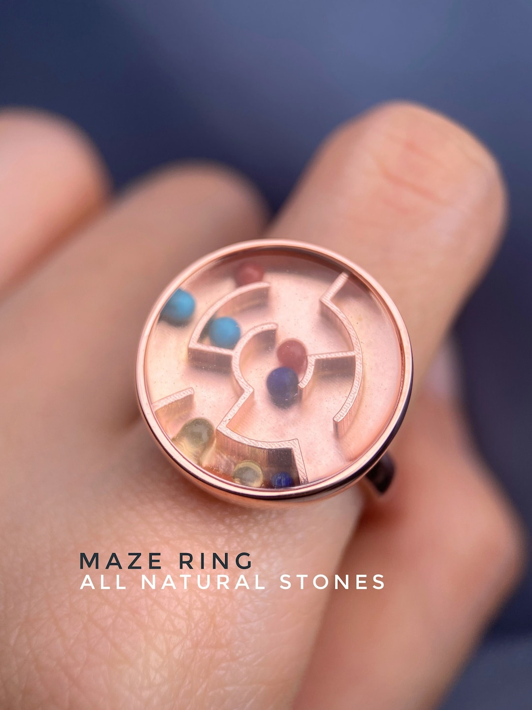 Maze Ring, Interactive Jewelry, Puzzle Ring, Fidget Spinner Ring, Ball ...