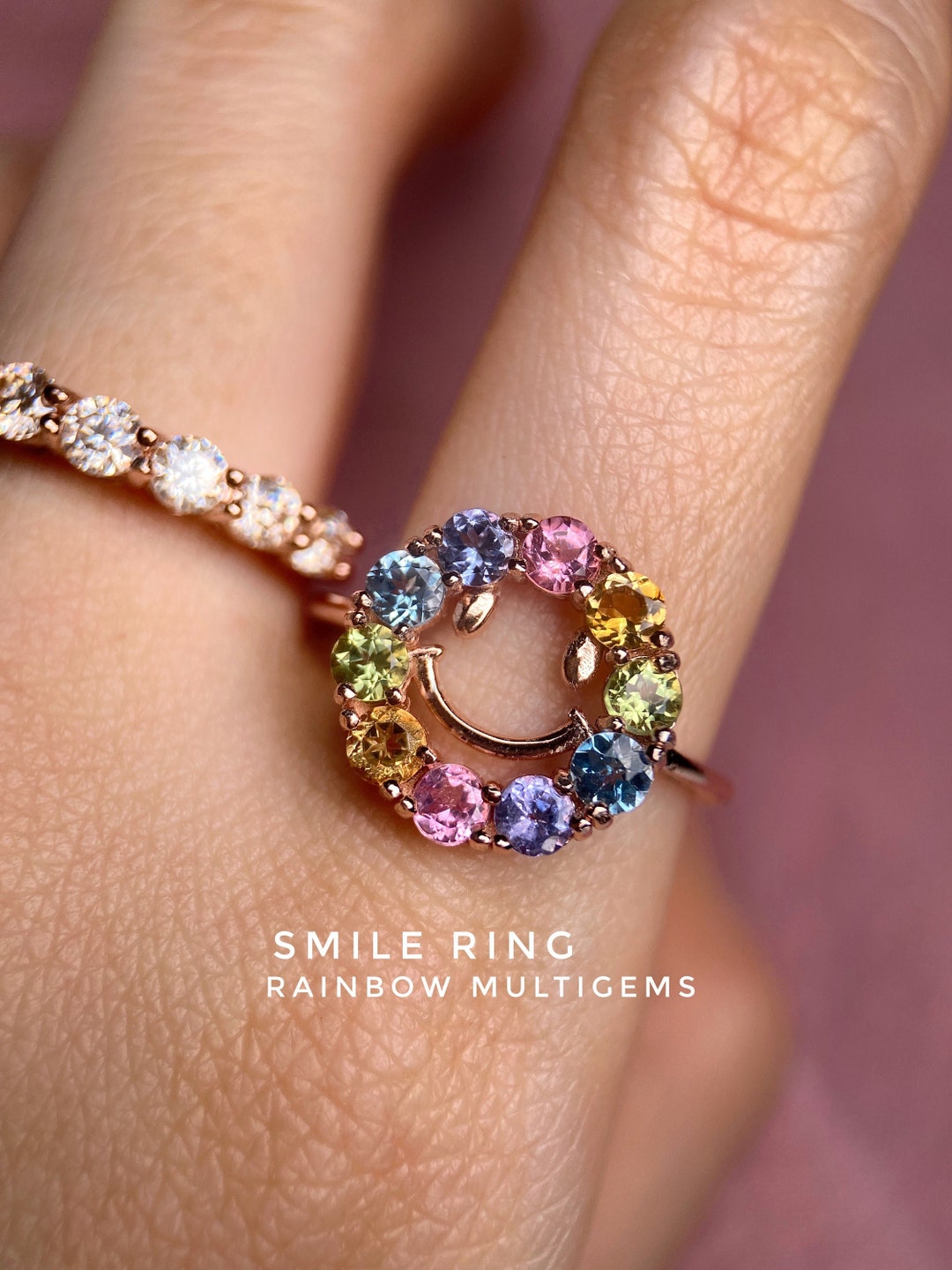 Smiley Ring, Smile Ring, Rainbow Ring, Emoji Ring, Happy Jewelry ...