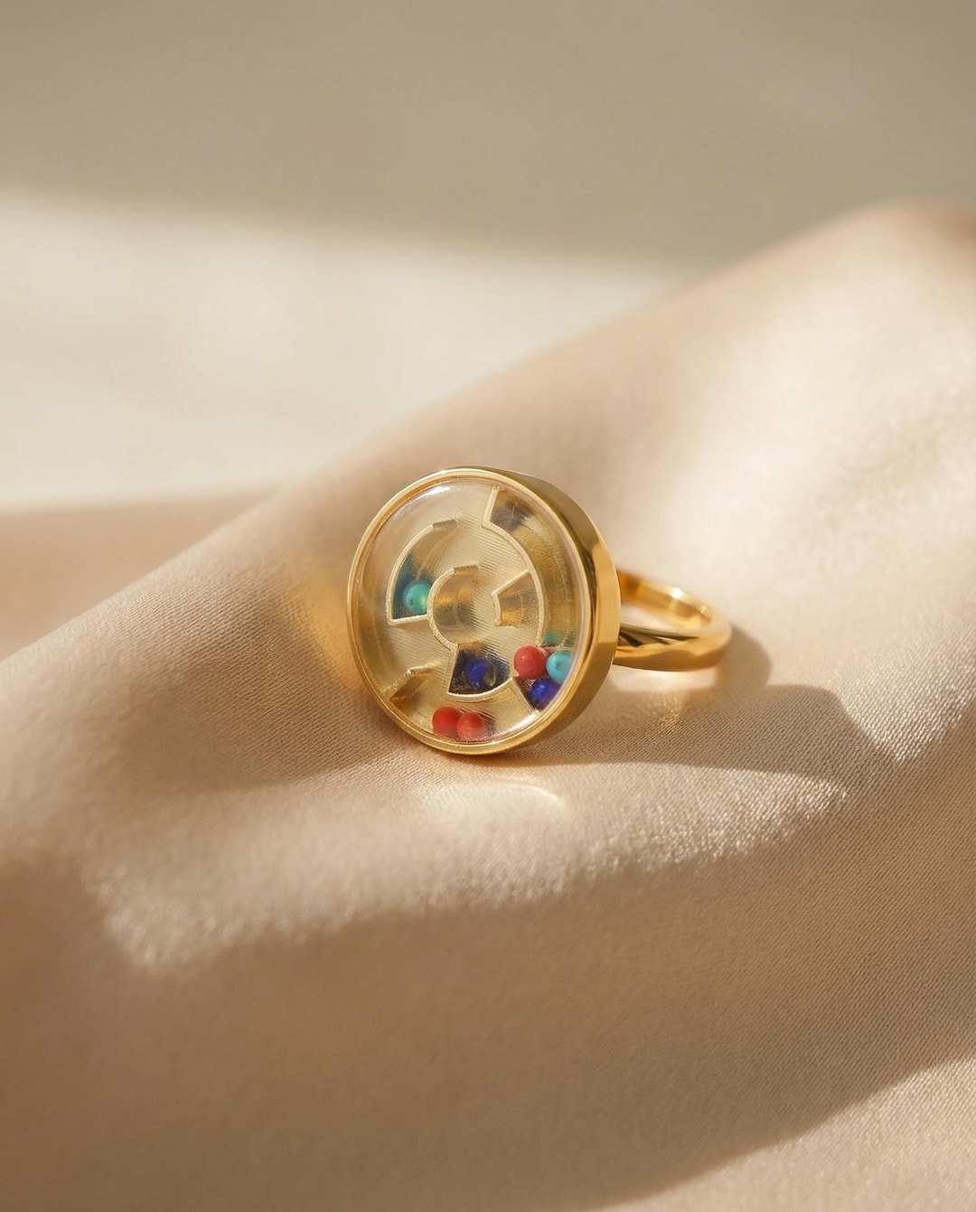 Maze Ring | 925 Silver Gold-plated, Fidget Puzzle Jewelry | Natural ...