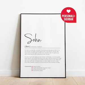 Sohn Definition, Personalisiertes Poster Geschenk, Kinder ...