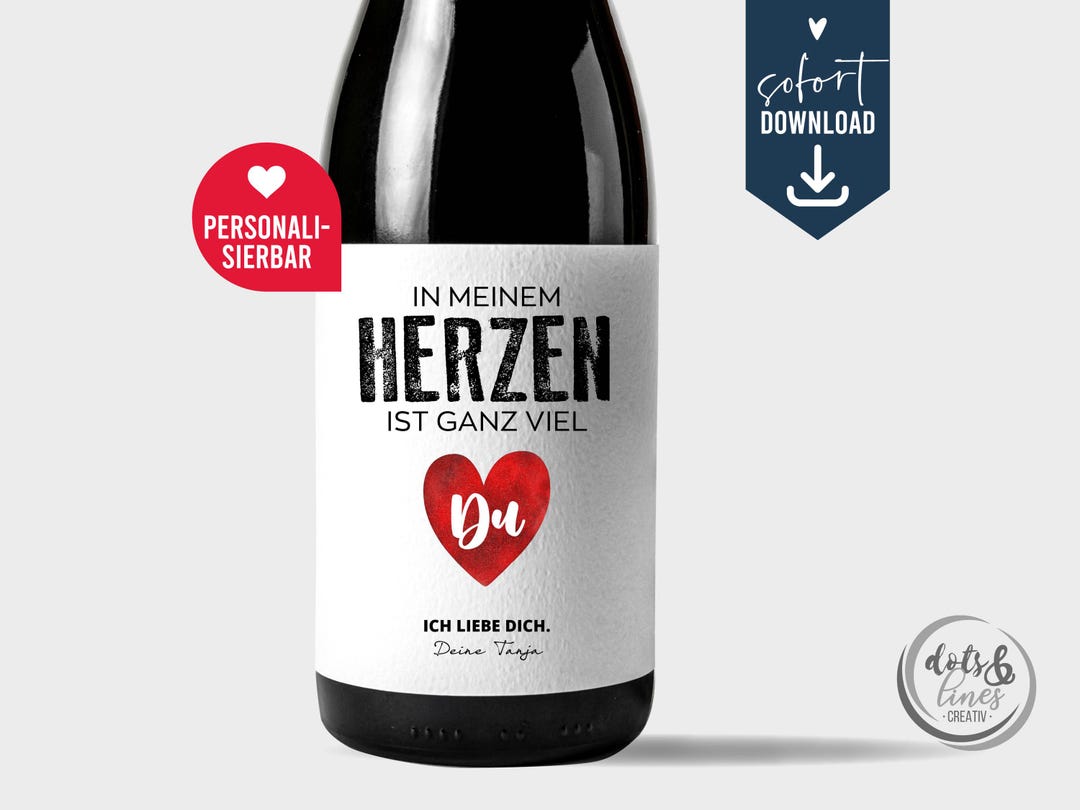 Personalized Bottle Label Gift for Love, Valentine's Day Gift, Wine ...