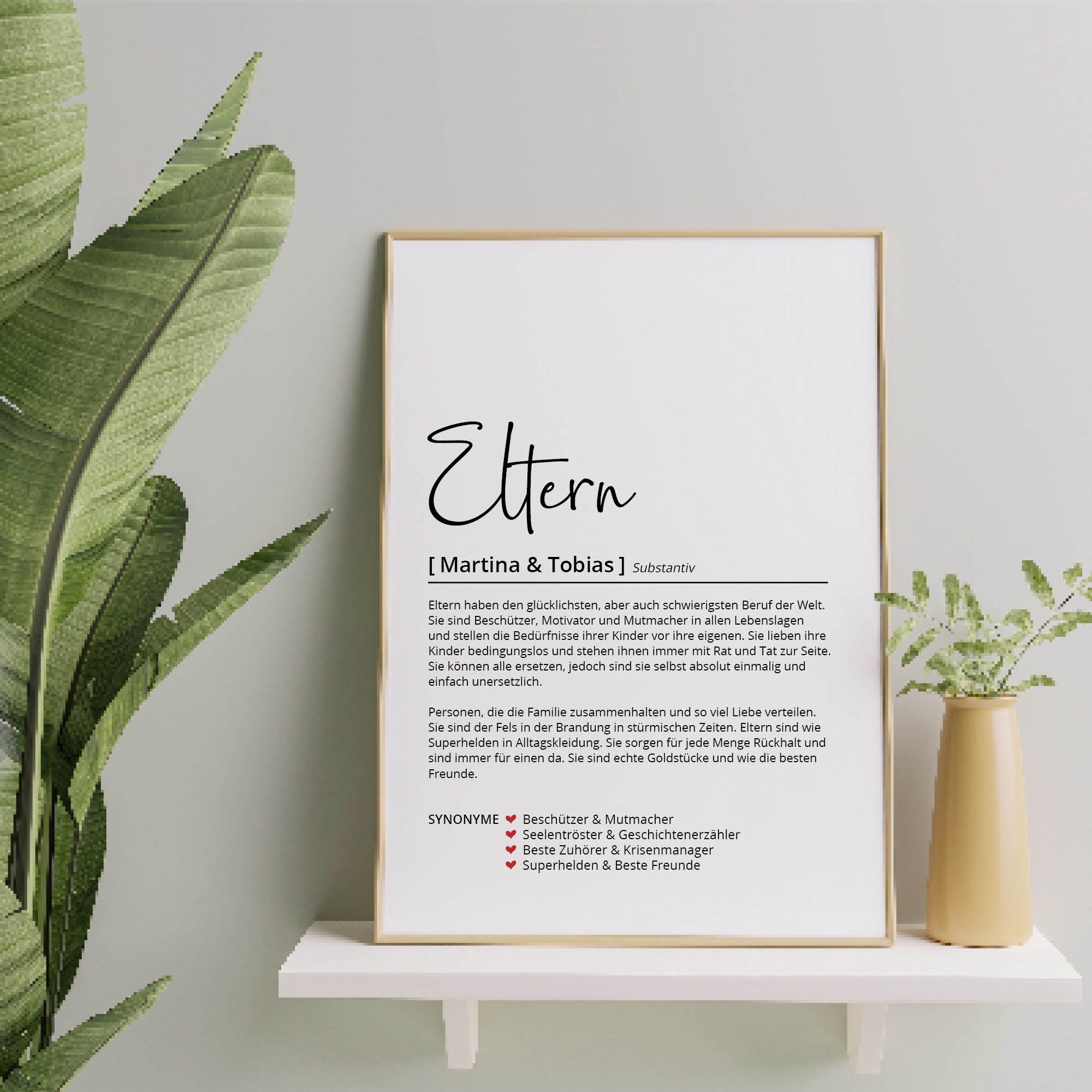 Parents Definition, Personalized Poster Gift, DIY Instant Download ...