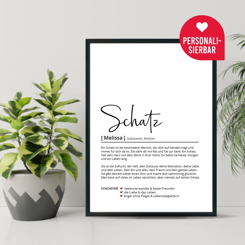 Schatz Definition Personalisiertes Poster Geschenk - Etsy.de