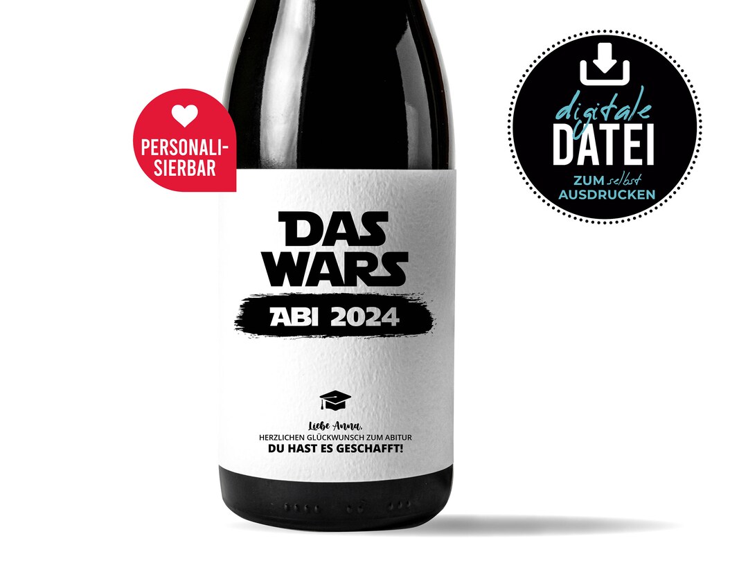 Abitur Das Wars 2024 I Personalized Wine Label Gift Graduation Abi ...