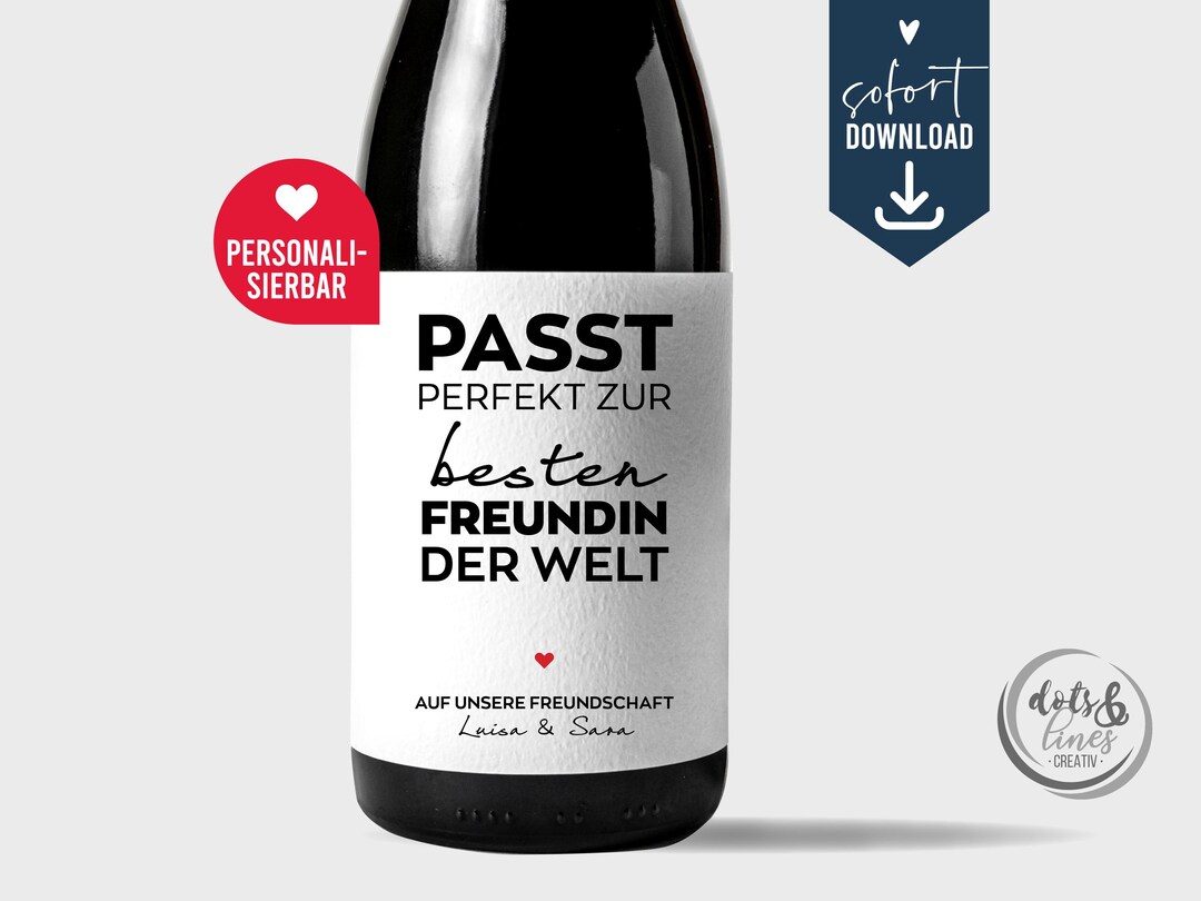 Best Friend Gift: Personalized Wine Label, Happiness is Having a Friend ...