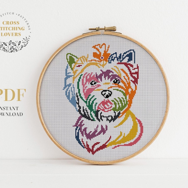 Yorkie Cross Stitch Pattern - Etsy