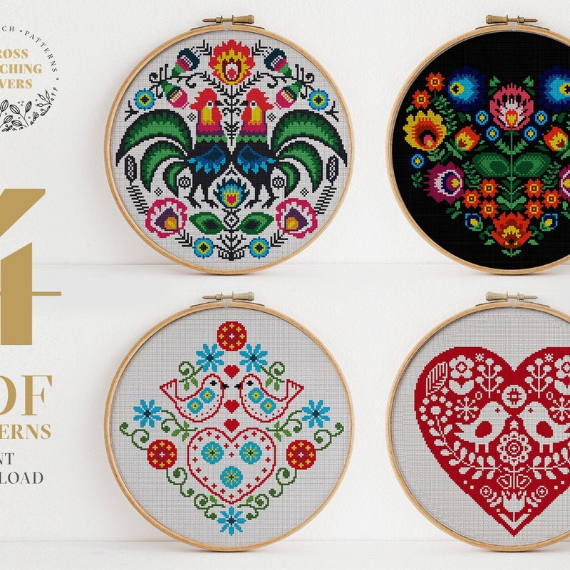 Folk Art Cross Stitch - Etsy