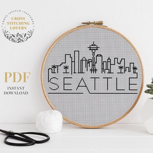Seattle Skyline City Cross Stitch Pattern, Simple and Easy Level ...