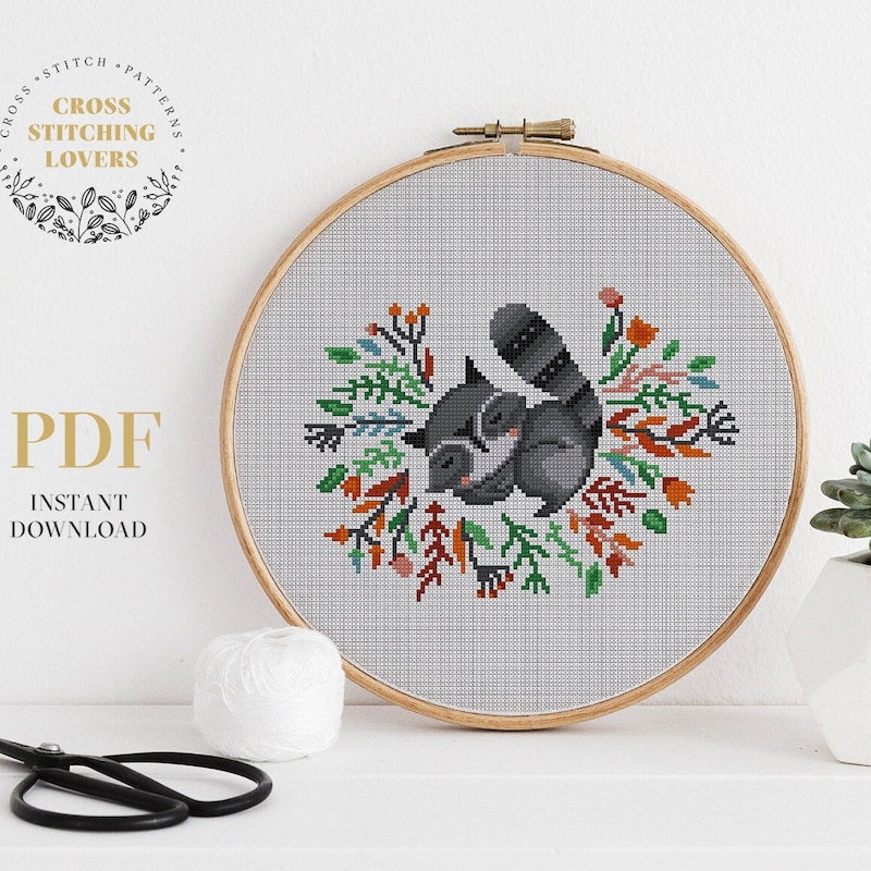 Raccoon Cross Stitch - Etsy