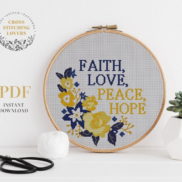 Faith Hope Peace Love Cross Stitch - Etsy