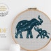 Elephant Silhouette Cross Stitch Pattern, Cute Animal Embroidery Design ...