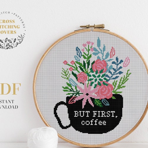 Star Cross Stitch Pattern Flower Theme Design Universe Theme - Etsy