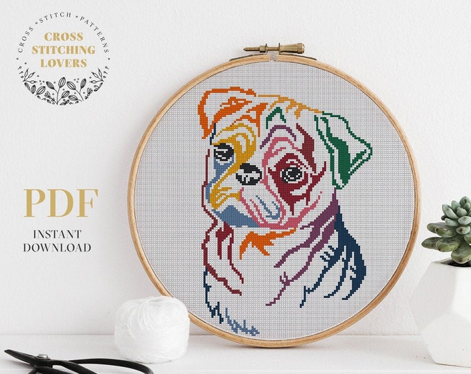 Pug Cross Stitch Pattern Dog Theme Counted Cross Stitch - Etsy