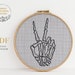 Peace Sign Cross Stitch Pattern, Human Skeleton Embroidery PDF Pattern ...