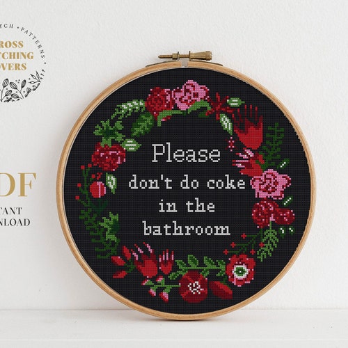 Please Dont Do Coke in the Bathroom Cross Stitch Pattern - Etsy