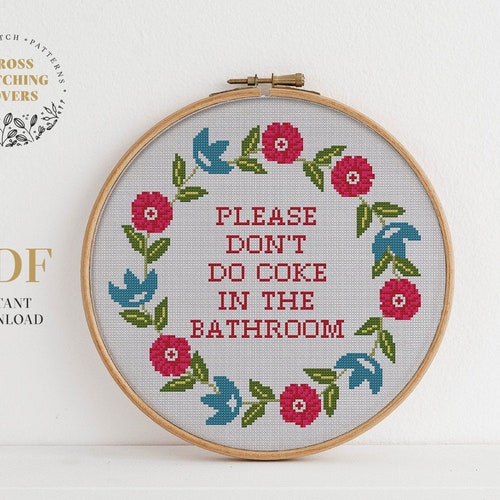 Please Dont Do Coke in the Bathroom Cross Stitch Pattern - Etsy