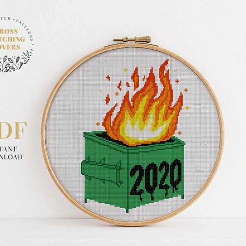 Dumpster Fire Cross Stitch Pattern Subversive Embroidery - Etsy