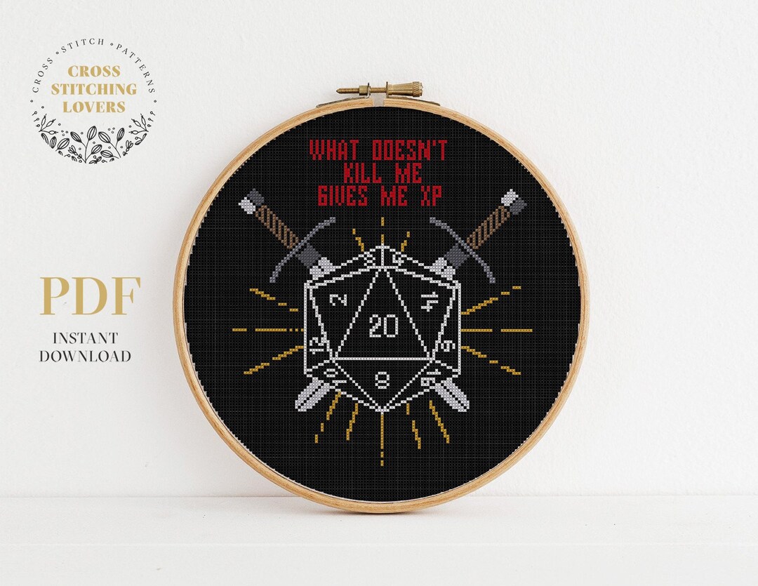 What Doesn't Kill Me Gives Me XP - Cross Stitch Pattern, Instant ...