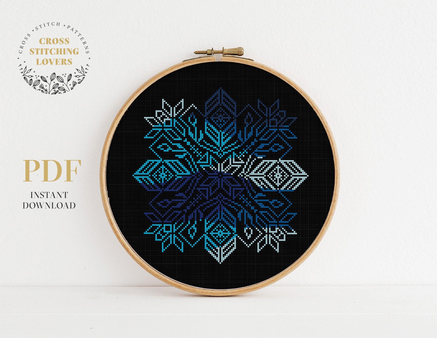 Snowflake Cross Stitch Pattern, Christmas Theme Embroidery Design ...