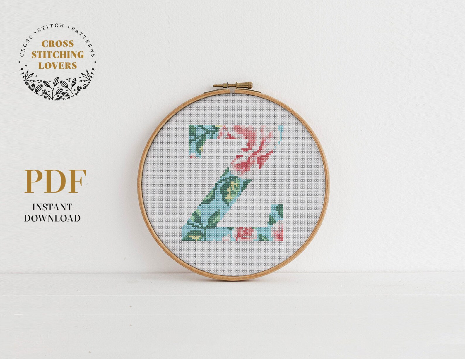 Z Letter Monogram Cross Stitch Pattern Embroidery Pattern - Etsy