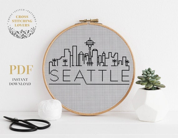 Seattle Skyline City Cross Stitch Pattern Simple and Easy - Etsy