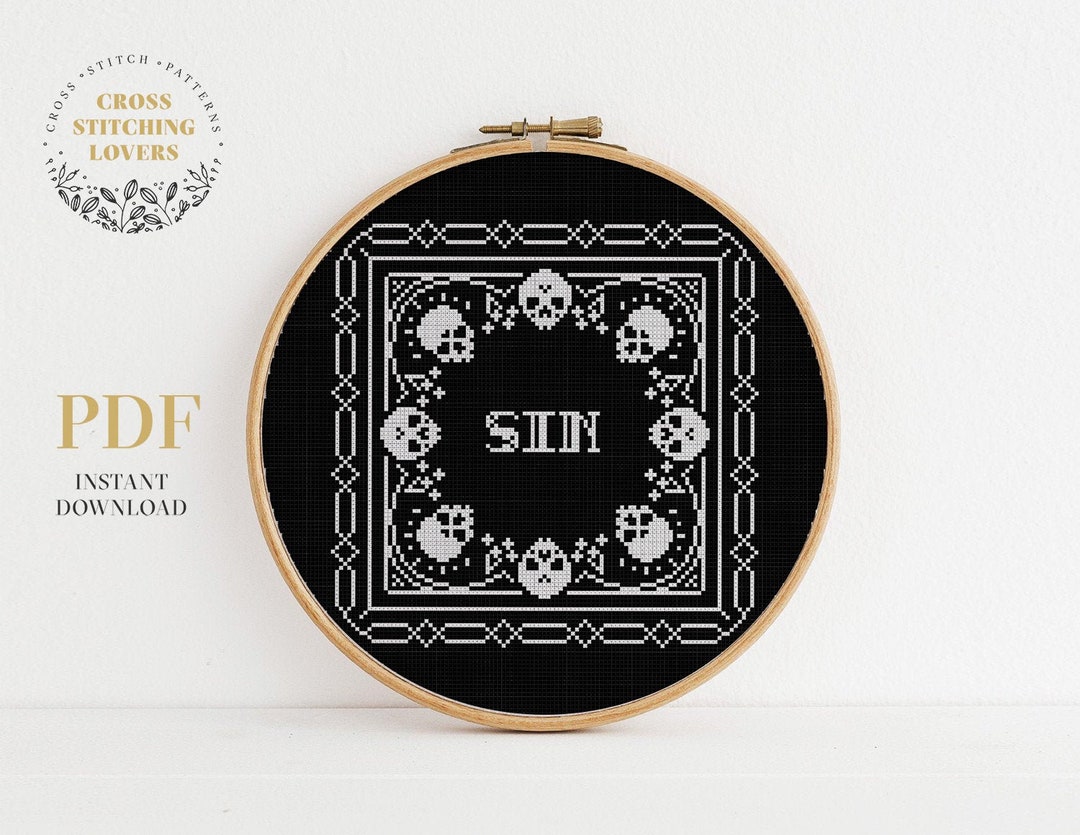 Cross Stitch Pattern Gothic Theme, Easy Level Embroidery Design ...
