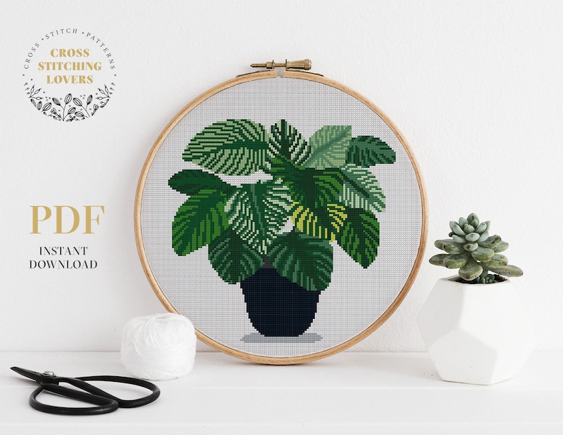 Green Plant Cross Stitch Pattern, PDF Counted Cross Stitch Chart ...